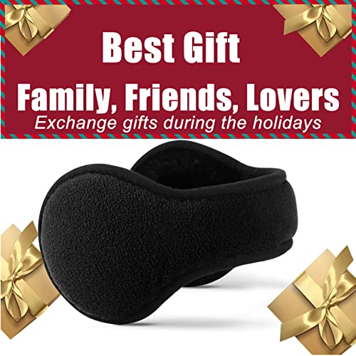 GERGELLA Ear Muffs for Men Women - Winter Ear Warmers - Warm Ear Covers for Cold Weather Soft Fleece Earmuffs Protects Ears Black