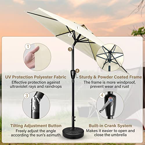 Simple Deluxe 2 Pack 9' Patio Outdoor Table Market Yard Umbrella with Push Button Tilt/Crank, 8 Sturdy Ribs for Garden, Deck, Backyard, Pool, Beige 2Pack