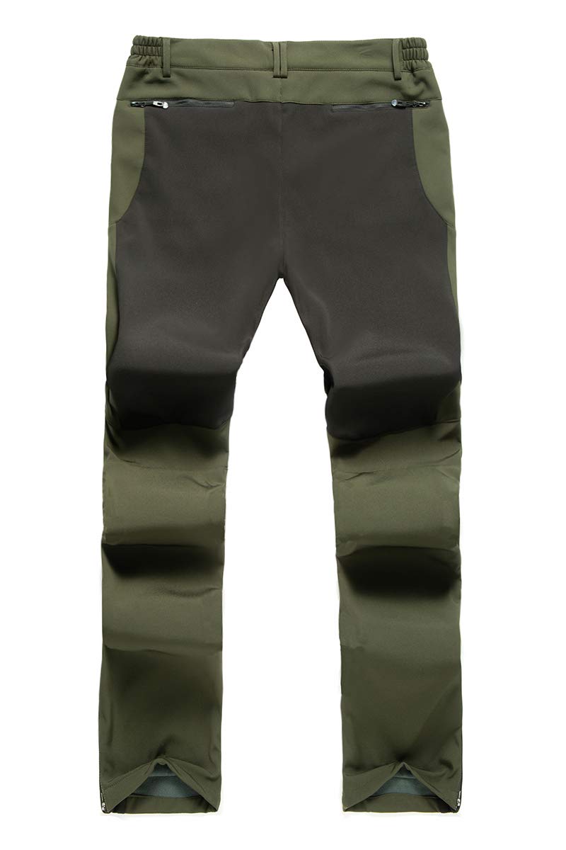 Gash Hao Men's Ski Snow Pants Waterproof Hiking Snowboard Pants Breathable Fleece Lined Zipper Bottom Leg(Army Green 32W X 32L)