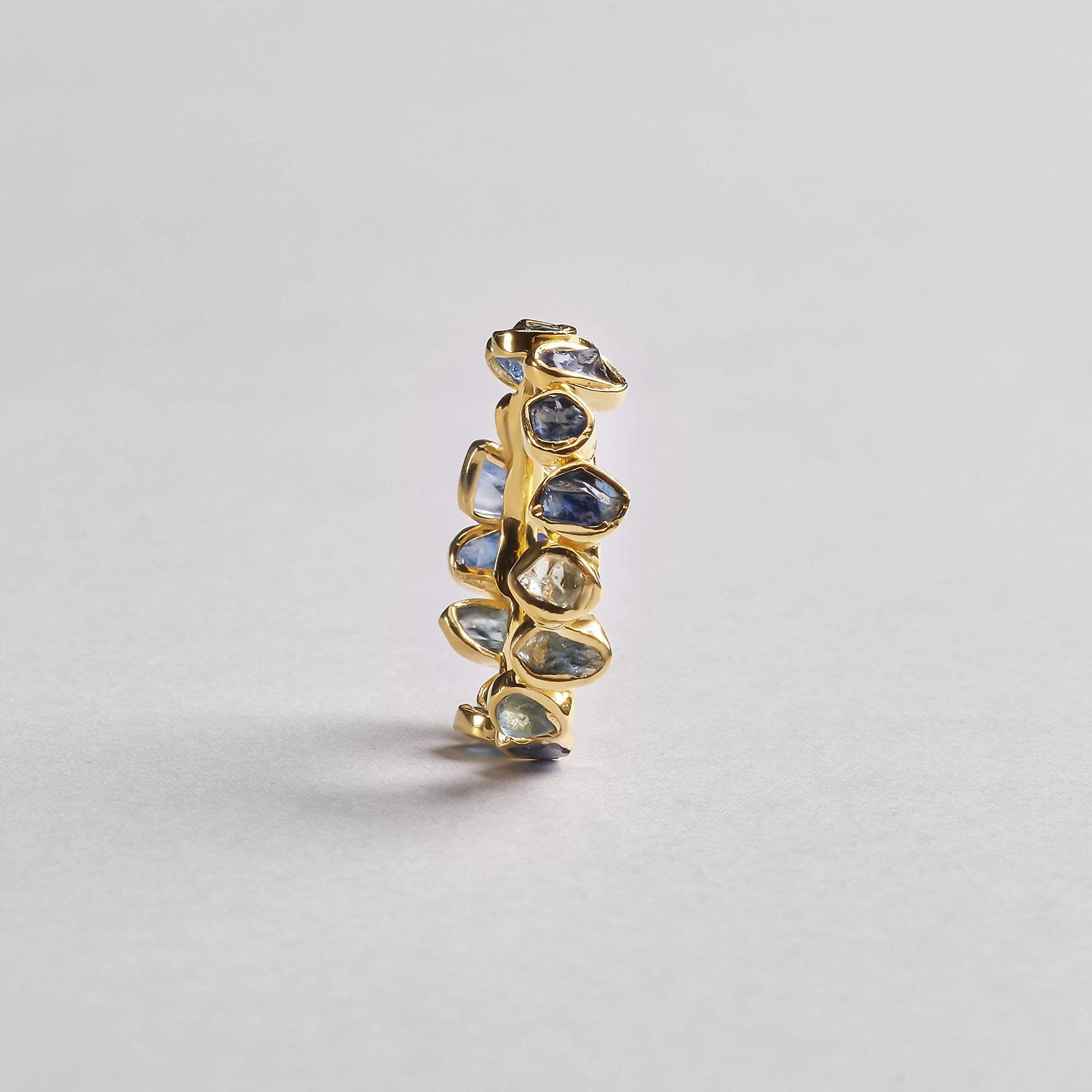 german kabirski 5 Carat Blue Sapphire Handmade Ring in 925 Sterling Silver with Gold Plating Size 9