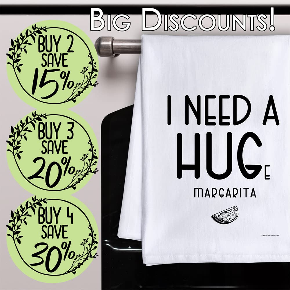 I Need A HUGe Margarita - Funny Kitchen Towels Decorative Dish Towels with Sayings, Funny Housewarming Kitchen Gifts - Multi-Use Cute Kitchen Towels - Funny Gifts for Women