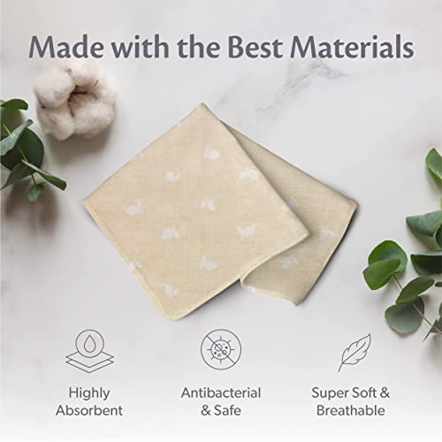 HANDMADE BY AVO- 100% Organic Gauze Handkerchiefs, Fabric Cloth Cotton Pouch (Sprout)
