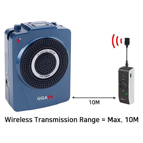 GIGAPHONE SM1000S 40W 2.4GHz Wireless Portable Voice Amplifier with a Wireless Transmitter, 4Types of Microphones, Pouch, Shoulder Strap and 3.5mm AUX Cable