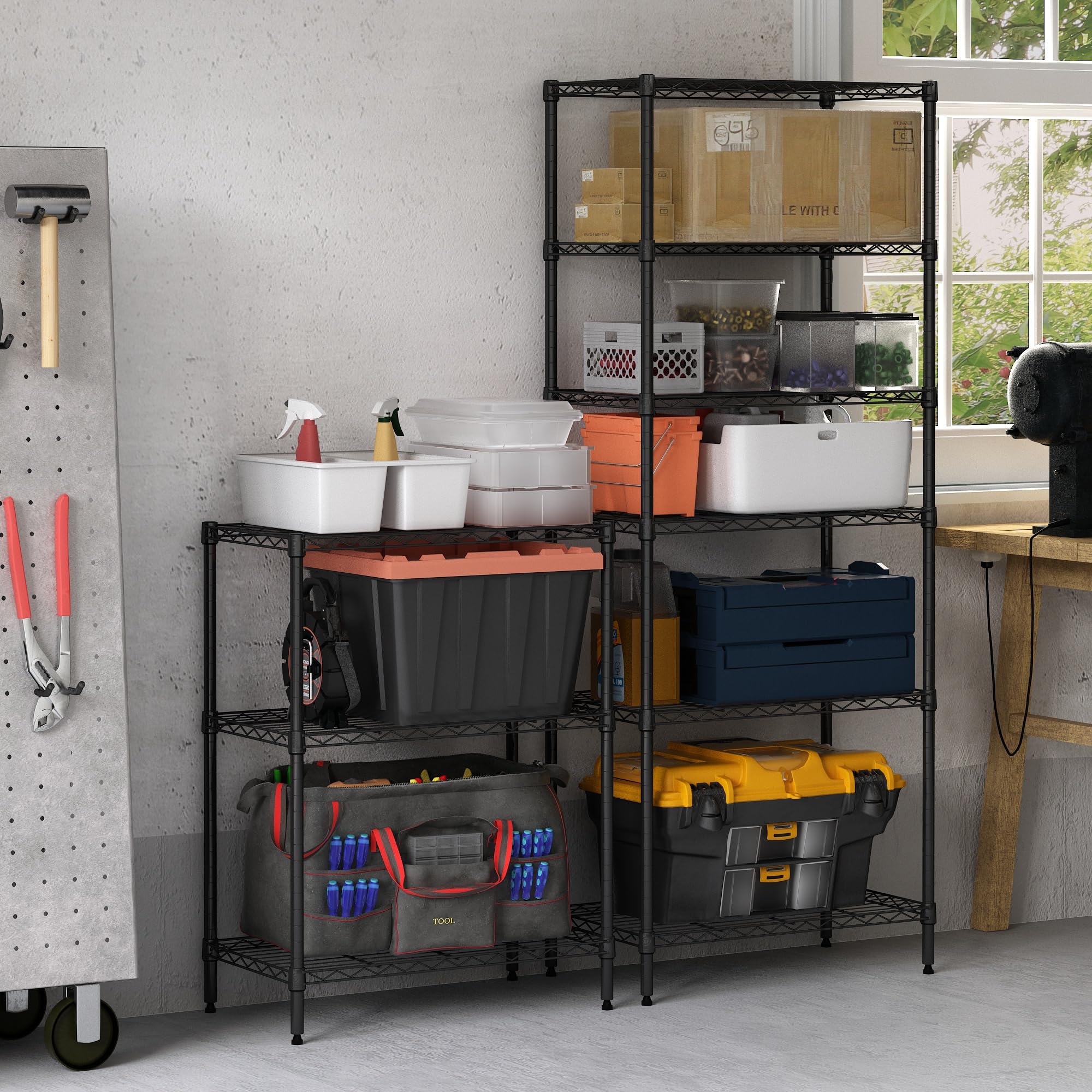 Furinno Wayar 3-Tier Metal Storage Shelf Rack, 23 x 13 x 30, Black
