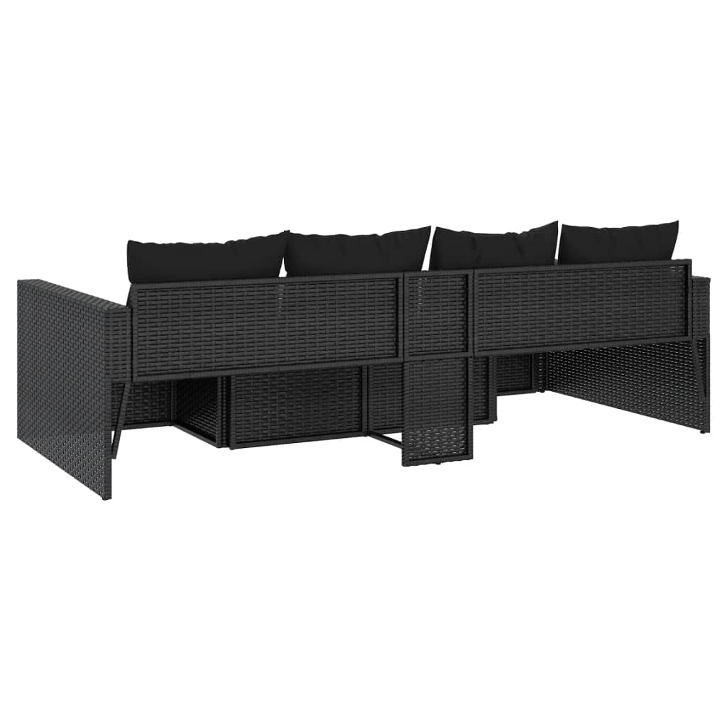 vidaXL 2 Piece Patio Lounge Set - Black Poly Rattan with Comfortable Cushions and Convenient Coffee Table - Perfect for Outdoor Living Space