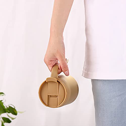 winnereco 350ml Stainless Steel Vacuum Flask Handle Lid Portable Water Cup (Gold)