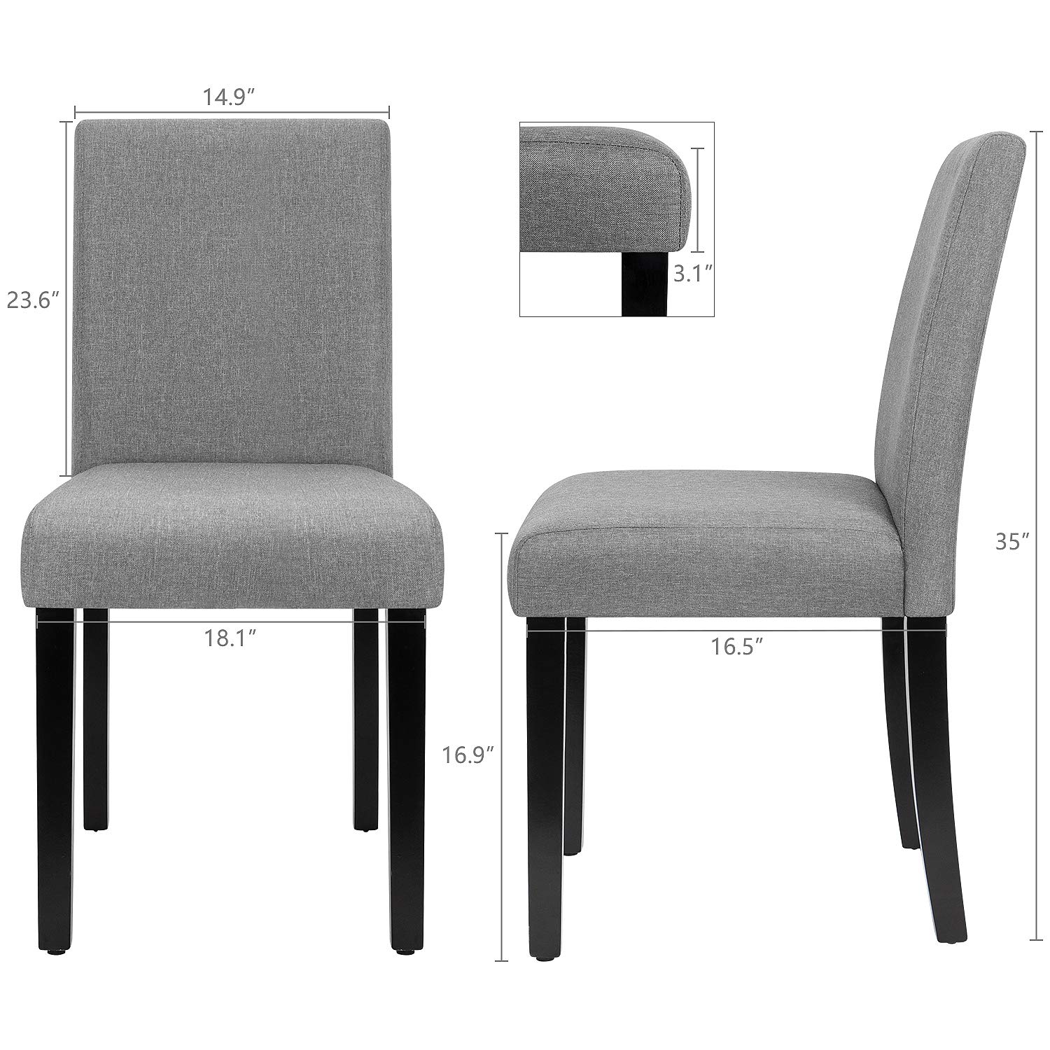 Furmax Dining Chairs Urban Style Fabric Parson Chairs Kitchen Living Room Armless Side Chair with Solid Wood Legs Set of 4 (Beige)