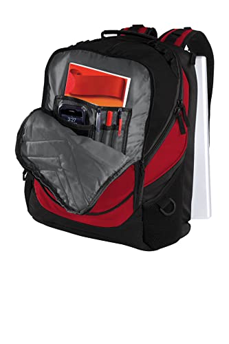 TEEAMORE Custom Travel Laptop Backpack Add Your Embroidered Text Computer Water Resistant Bag Chili Red Black