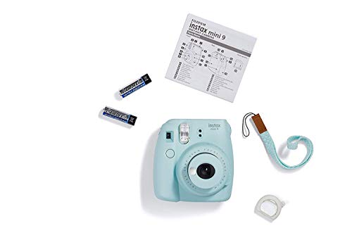 Fujifilm Instax Mini 9 Instant Film Camera (Ice Blue) - Fujifilm Instax Mini Instant Film, Twin Pack - Fujifilm Instax Mini Rainbow Film - Case for Fuji Mini Camera β Fuji Instax Accessory Bundle