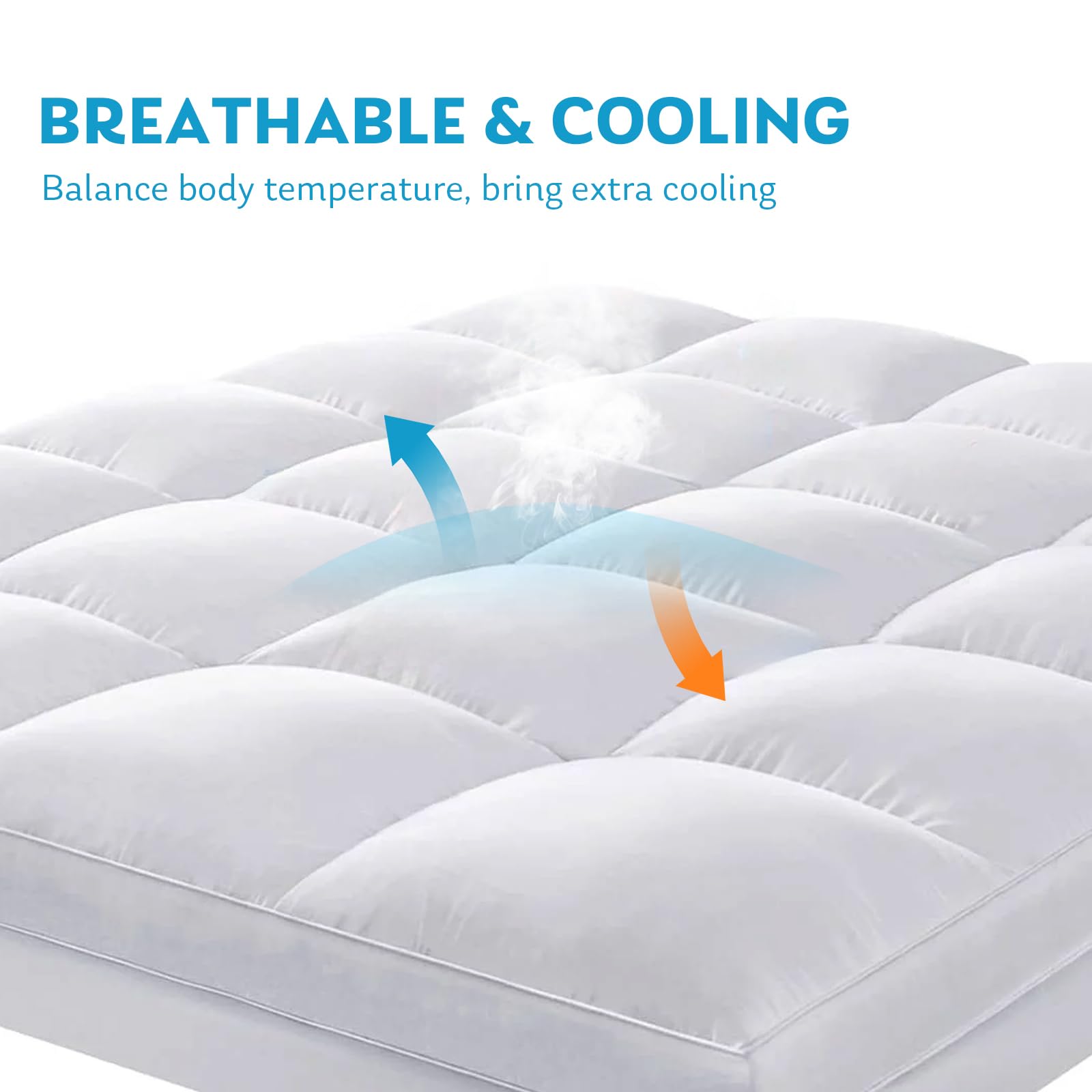 wOod-it Full Size Mattress Topper for Back Pain, Extra Thick Mattress Pad Cover, Cooling Breathable Pillow Top Protector Overfilled with Down Alternative, 8-21" Deep Elastic Pocket (54x75 Inches)