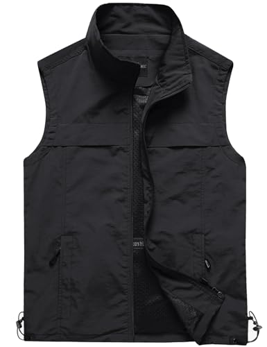 Gihuo Men's Lightweight Quick Dry Outdoor Multi Pockets Fishing Vest (Large, Style2-Khaki)