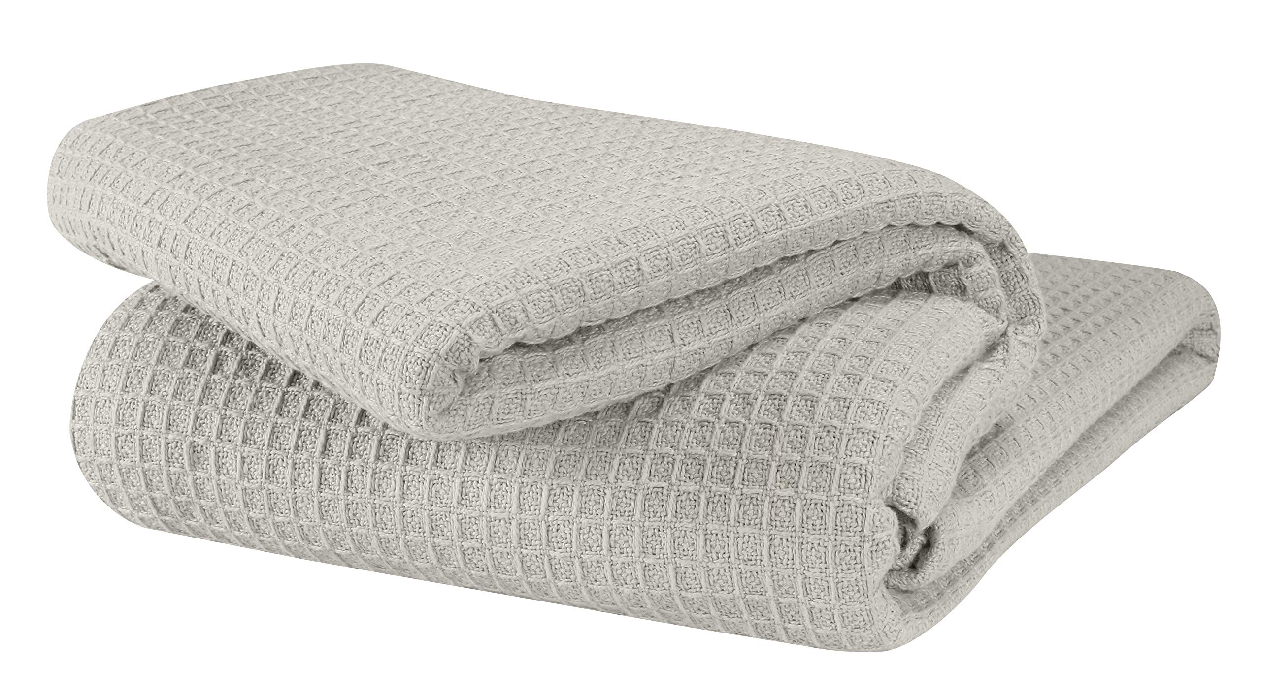 GLAMBURG 100% Cotton Thermal Blanket, Breathable Bed Blanket Twin Size, Soft Waffle Blanket, Twin Blanket, All Season Cotton Blanket, Light Grey