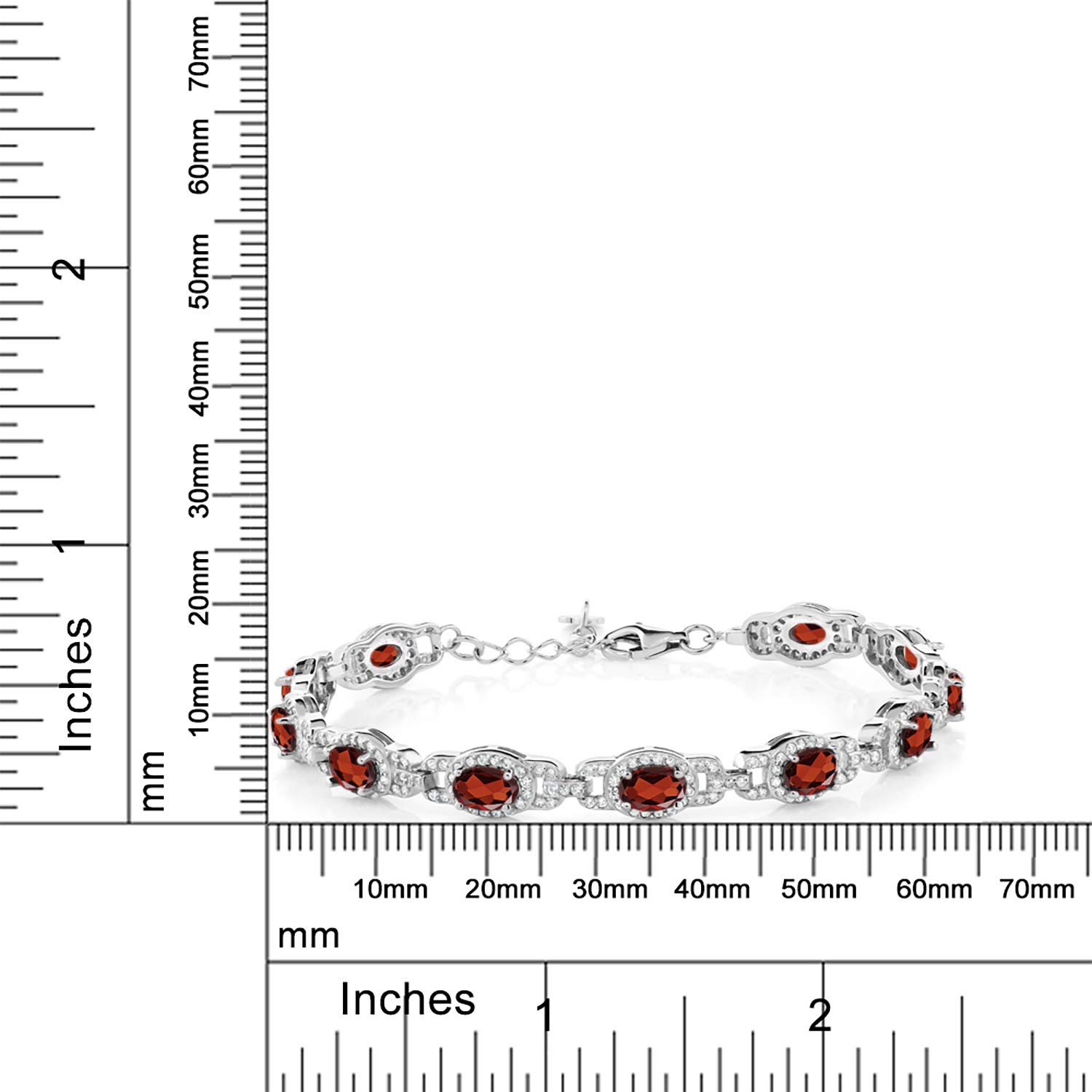 Gem Stone King 925 Sterling Silver Red Garnet Tennis Bracelet For Women (9.87 Cttw, Gemstone Birthstone, 7 Inch With 1 Inch Extender)