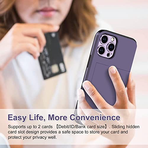 SAMONPOW 4-in-1 iPhone 14 Pro Max Case with Screen Protector & Camera Cover Full Body Hybrid iPhone 14 Pro Max Case Wallet Card Holder Shockproof Protective Case for iPhone 14 Pro Max for Women Men