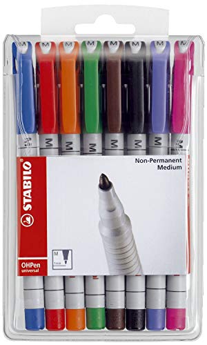Stabilo® OHPen universal pen medium, water-soluble, pack of 8, pack of 8