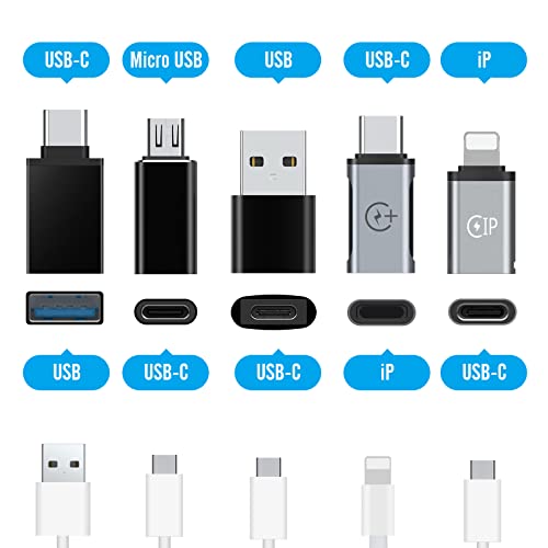 XGWYANT USB to USB C,Type C Female to USB Male,Type C Male to Type C Female,Micro USB,Compatible Mode,IP,Laptop, PC, Power Bank and More Type C Devices(5Pack)