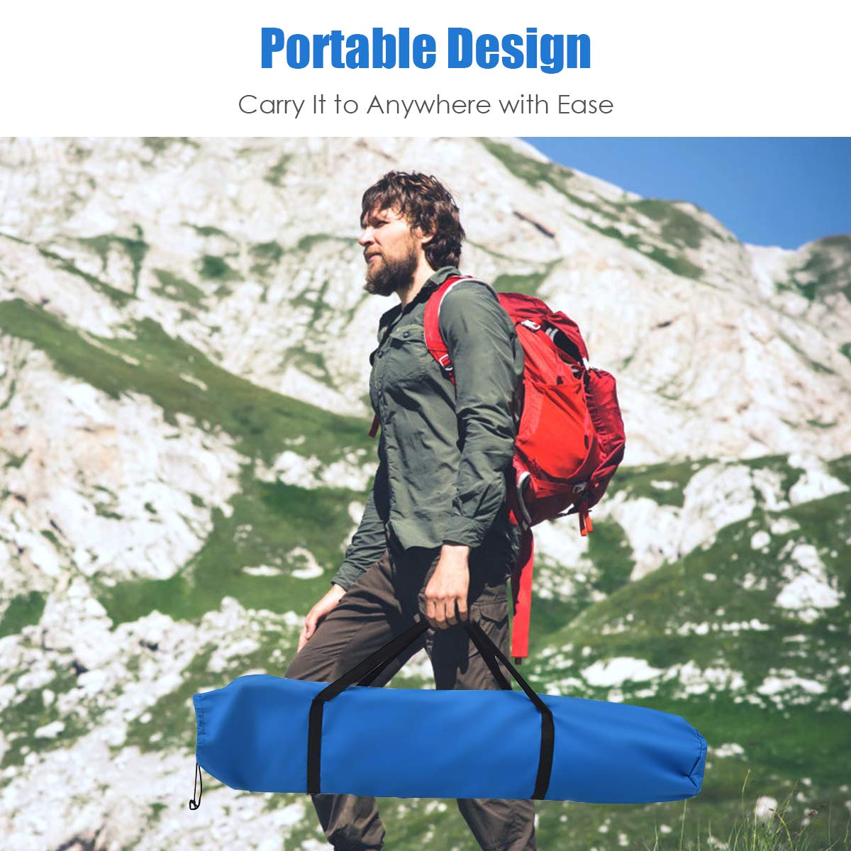 Goplus Folding Camping Cot, Heavy-Duty Foldable Bed for Adults Kids W/Carry Bag, Side Pockets, 450 lbs (Max Load), Outdoor Portable Sleeping Cot for Traveling (Gray)