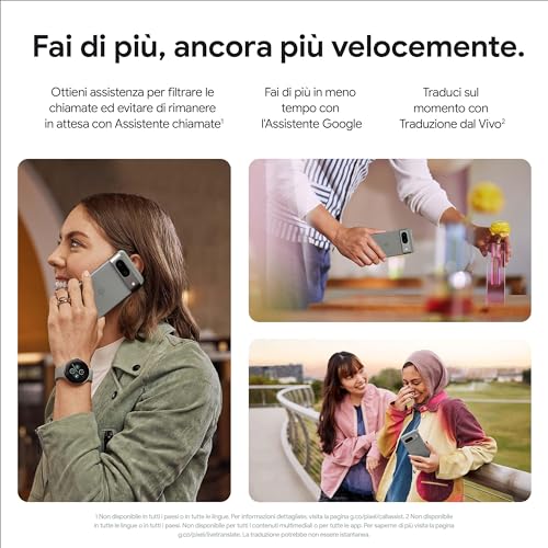 Google Pixel 8 5G (EU/UK Model) Dual SIM (Nano-SIM, eSIM) | 6.2-inch Android GSM Smartphone - International Version (Obsidian, 128GB + 8GB RAM)