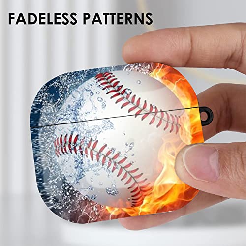 pzicase AirPods 3 Case 2021, AirPods 3rd Third Generation 2021 Protective Cover ,Premium TPU Shockproof Protective Cover for AirPods 3rd with Keychain (Baseball Fire)