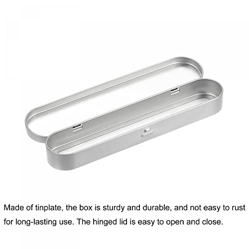 uxcell Metal Tin Box, 2pcs 6.89" x 1.5" x 0.79" Empty Tinplate Containers with Hinged Lids, Silver Tone, for Home Organizer, Candles, Gifts, Car Keys, Crafts Storage