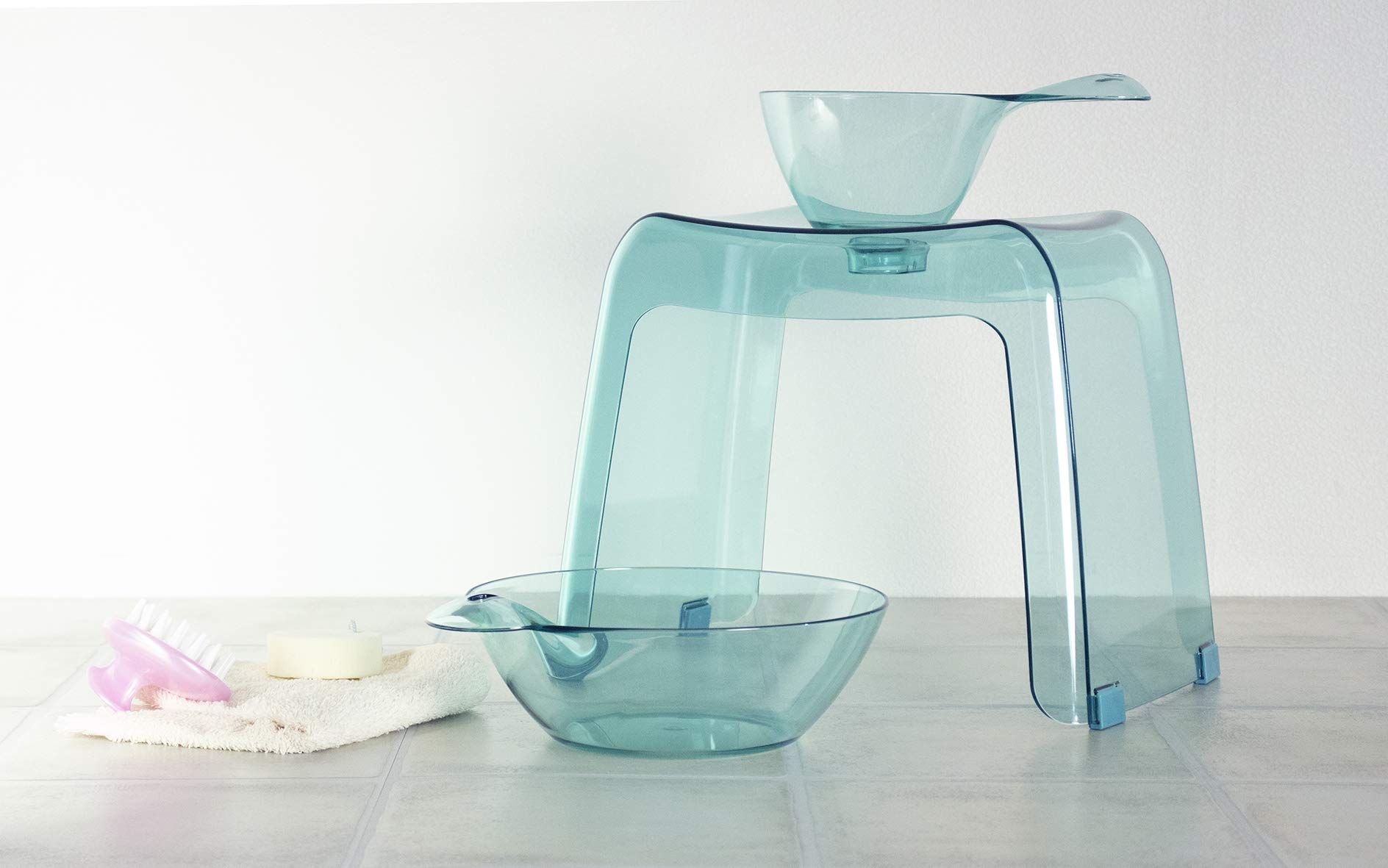 リッチェル Richell Carari Bath Chair, Height 7.9 inches (20 cm), Aqua Blue, Made in Japan
