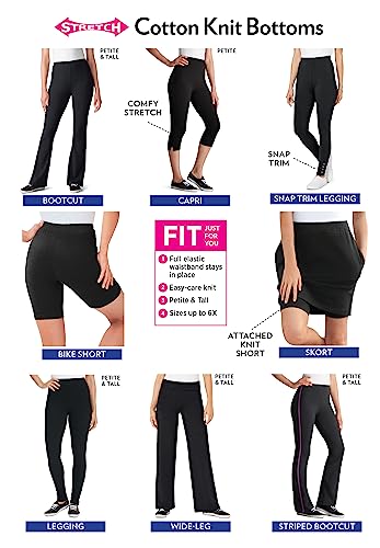 Woman Within Women's Plus Size Stretch Cotton Side-Stripe Bootcut Pant - 2X, Black White