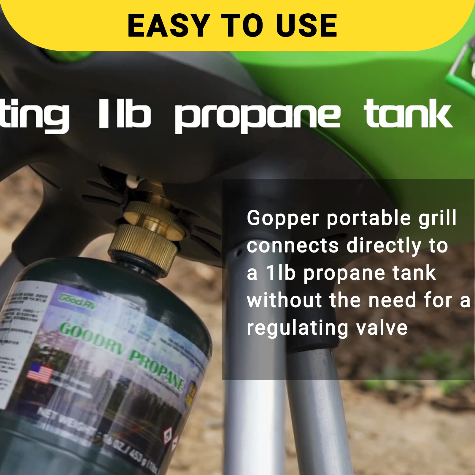 Gopper Multi-Function Portable Propane Gas Grill, Stand-Up Camping Griddle Propane Grill Suitable for 1-3 people,8000 BTU Burner,9.5 x 12 Inch Cooking Surface,Portable Bag For Easy Carrying