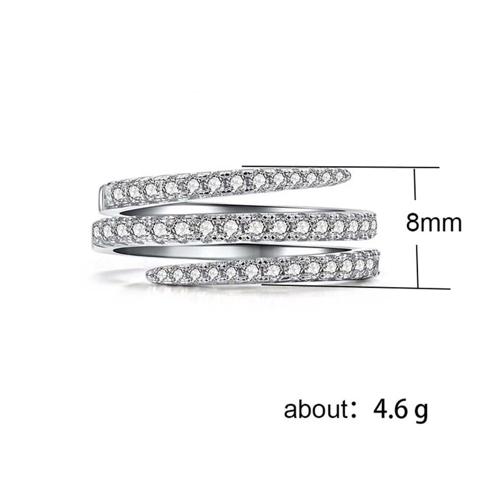 hsiyyecg Shiny Three Rows Pavé Cubic Zirconia CZ Halo Twist Eternity Engagement Wedding Band Ring for Women (US size 6)