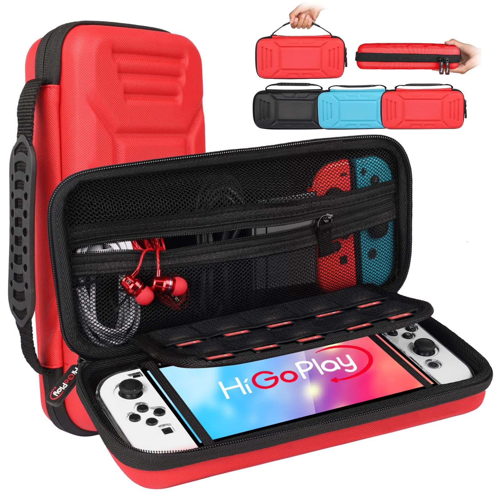 HIGOPLAY Hard Carry Case Compatible with Nintendo Switch OLED /Switch Model Protective Space Shell Travel Case Portable Storage Bag with 10 Game Card Slots for Console & Accessories