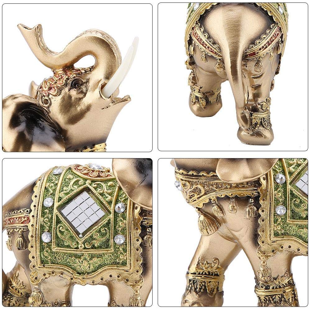 Green Elephant Lucky Feng Shui Statue Sculpture Chinese Feng Shui Wealth Lucky Elephant Figurine for Home Office Decoration Good Lucky Gift(M)