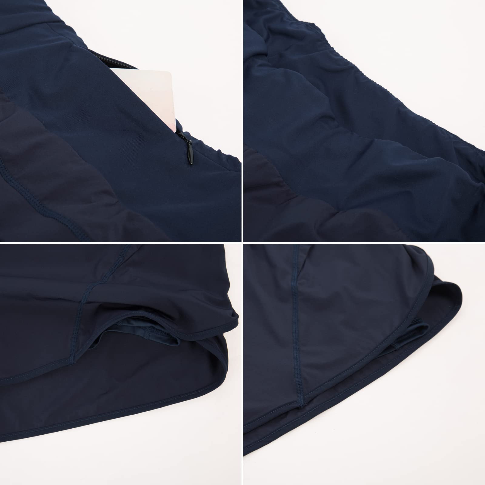 Hanna Nikole Womens High Waisted Running Shorts Quick Dry Athletic Workout Shorts with Liner Zipper Pockets 16W Navy Blue