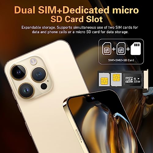 xixaomiro i14Pro 2023 Unlocked 5G Android Cell Phone 8GB + 512GB 1TB Expandable 6.7 "FHD 90Hz Display Screen 6800mAh Battery Mobile Phone 13 MP/48MP Camera Dual Sim Card (Blue)