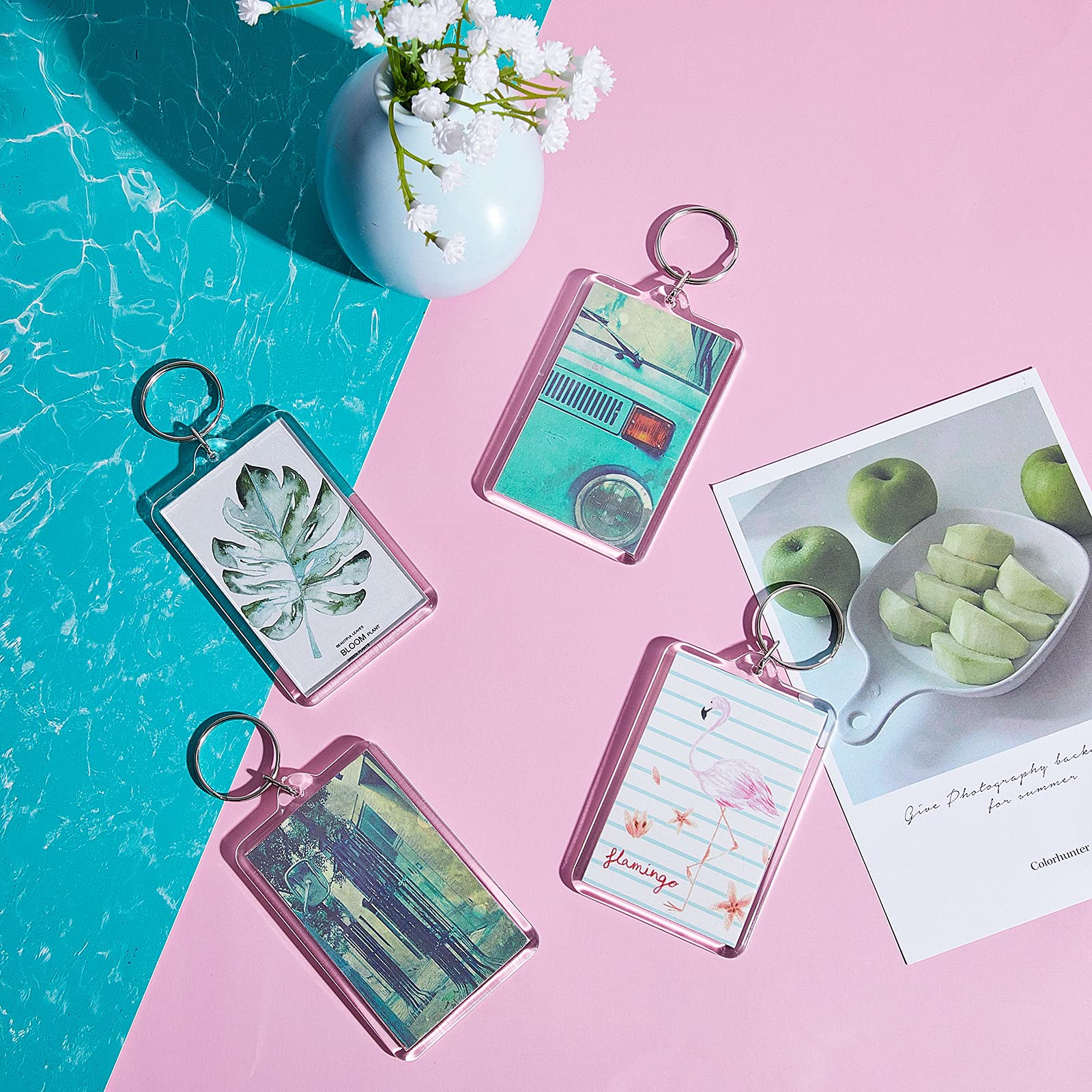 Inbagi Picture Frame Keychain Acrylic Photo Keychain Clear Rectangle Acrylic Keychain Blanks 2 x 3inch(12 Pieces)