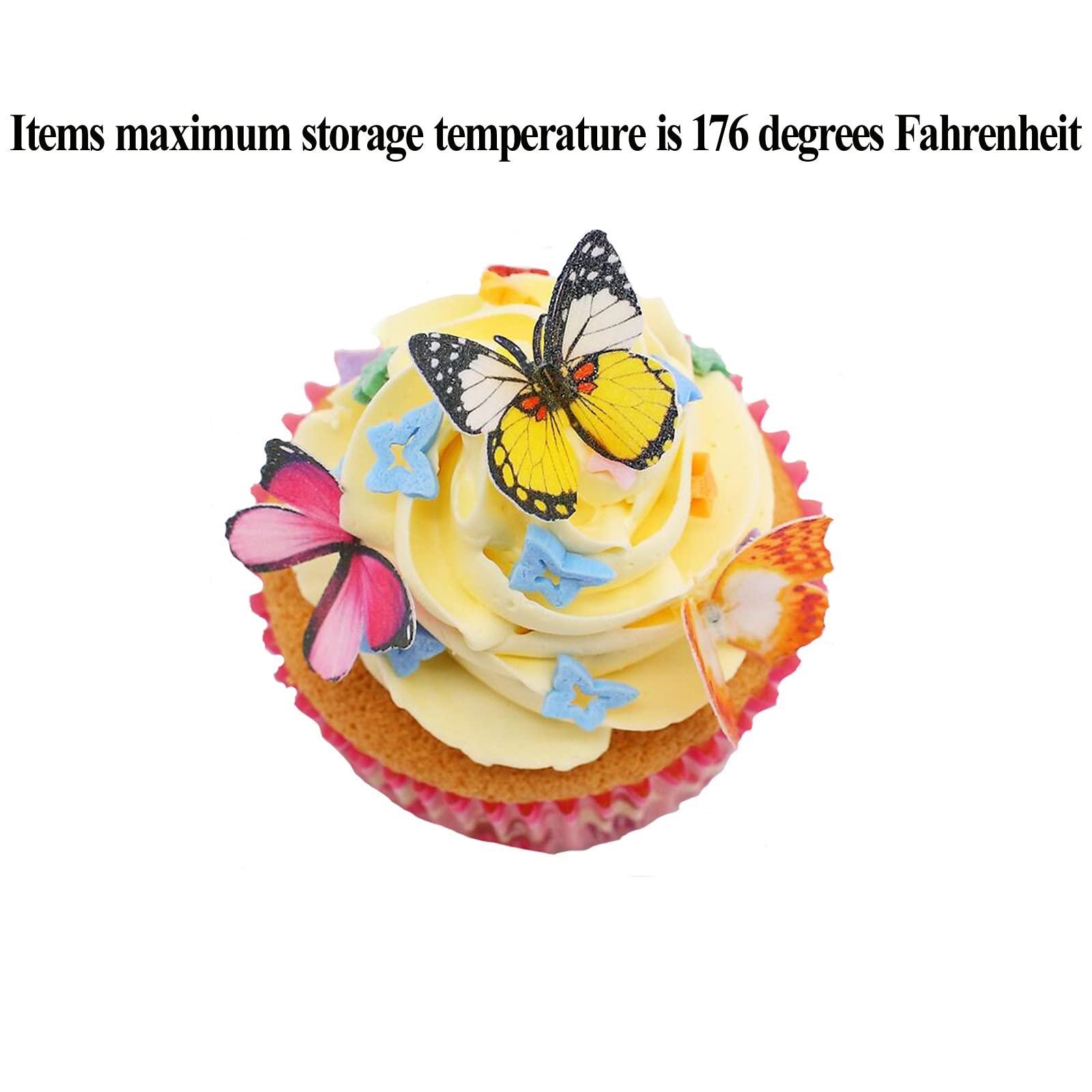 GEORLD 48Pcs Edible Cupcake Toppers Cake Flower Decoration Birthday Party Mixed Size & Colour