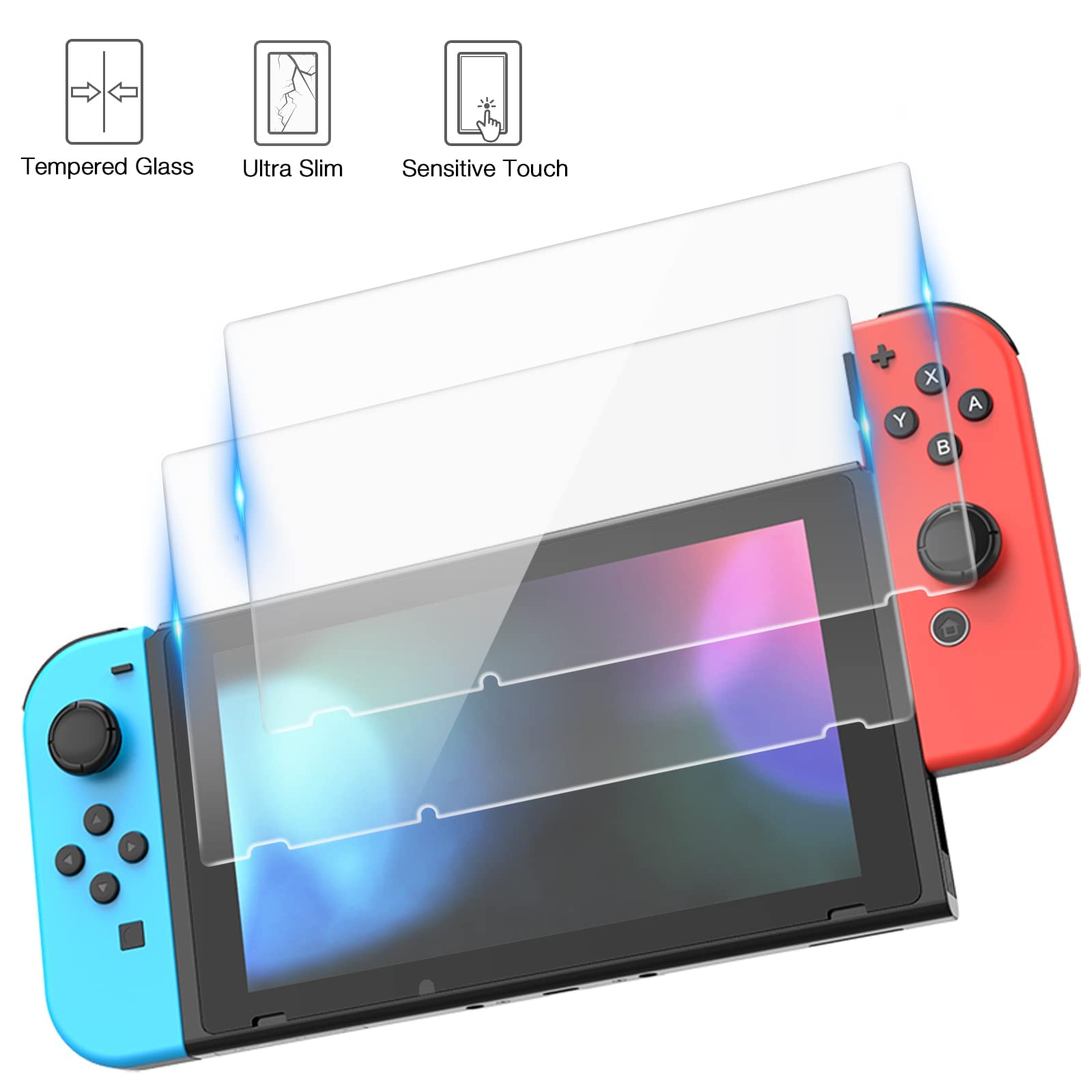 HEYSTOP Switch Accessories Bundle 28 in 1 for Nintendo Switch, Gift Kit with Carrying Case, JoyCon Charging Dock, Grip, Game Steering Wheel, Protective Case Protector, Screen Protector, Caps, Black