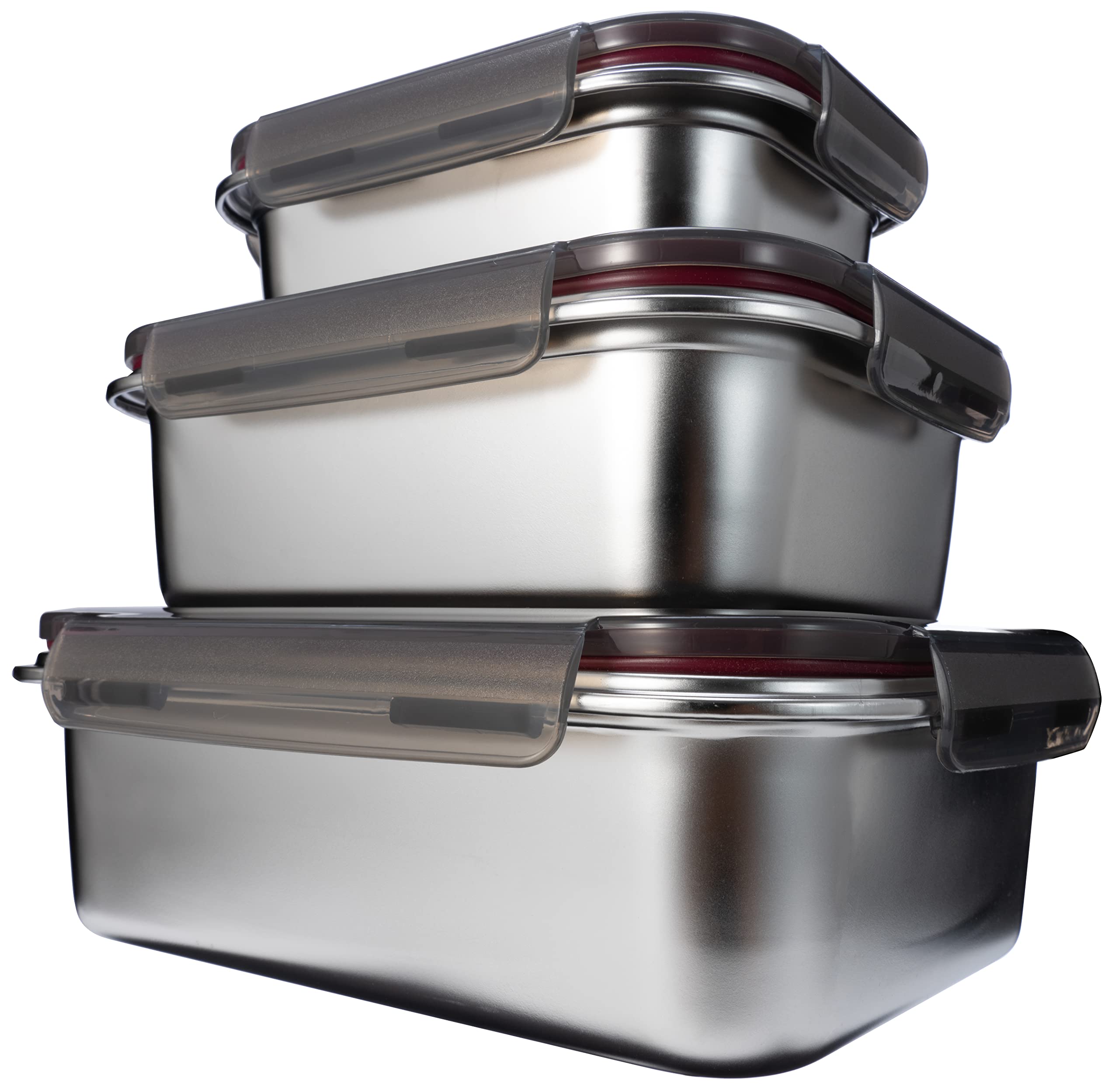 GC GENICOOK Stainless Steel Food Storage Containers, Meal Prep Lunch Bento Box - Leak-Proof and Airtight Lids, Perfect for Kitchen Freezer and Microwave Safe, Rectangular Reusable & Stackable