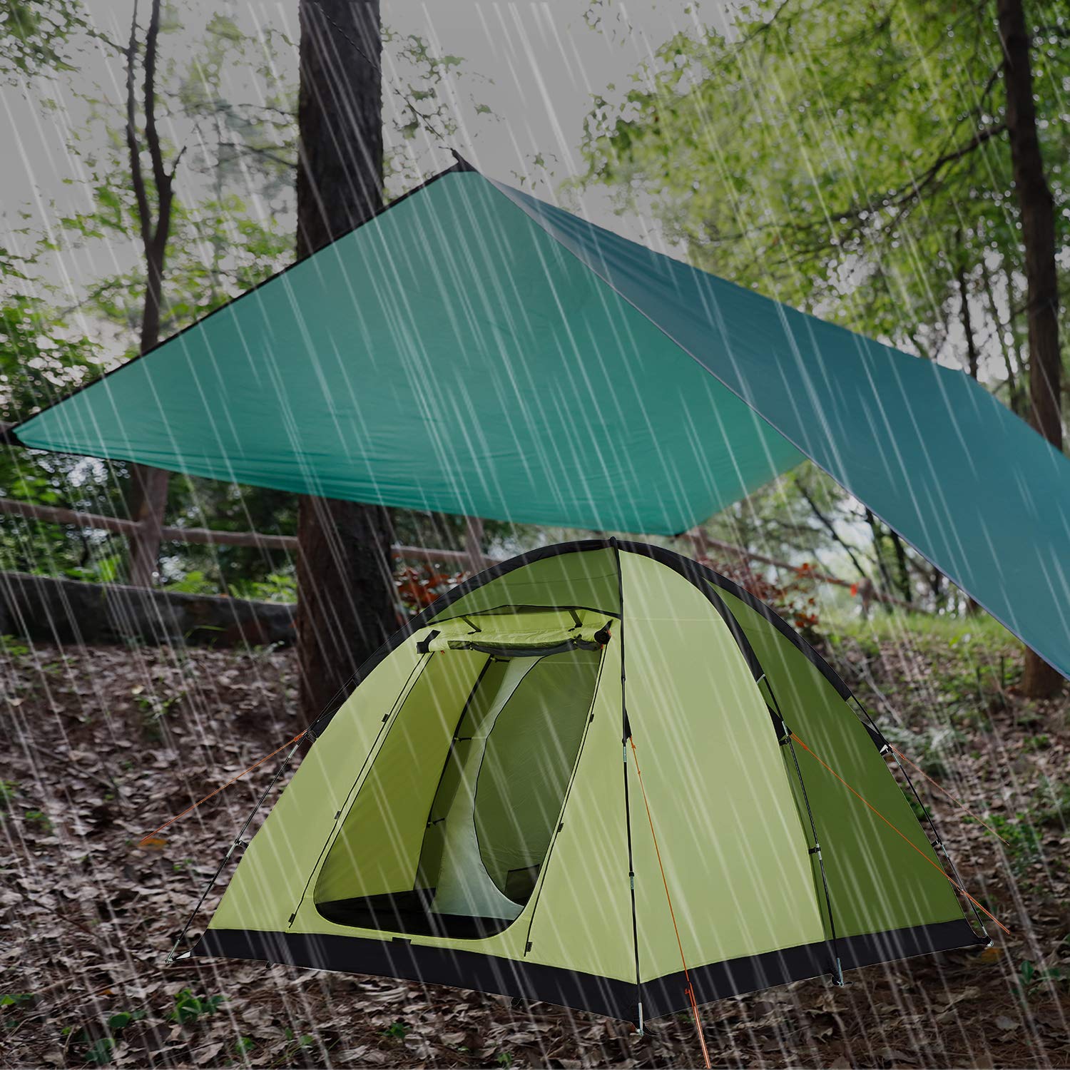 Gorich 10' X 10' Waterproof Camping Hammock Rain Fly Hammock Camping Tarp, Camping Gear and Accessories, Perfect Hammock Tent Rain Cover, Including Stakes, Ropes and Tensioners, Ripstop Nylon