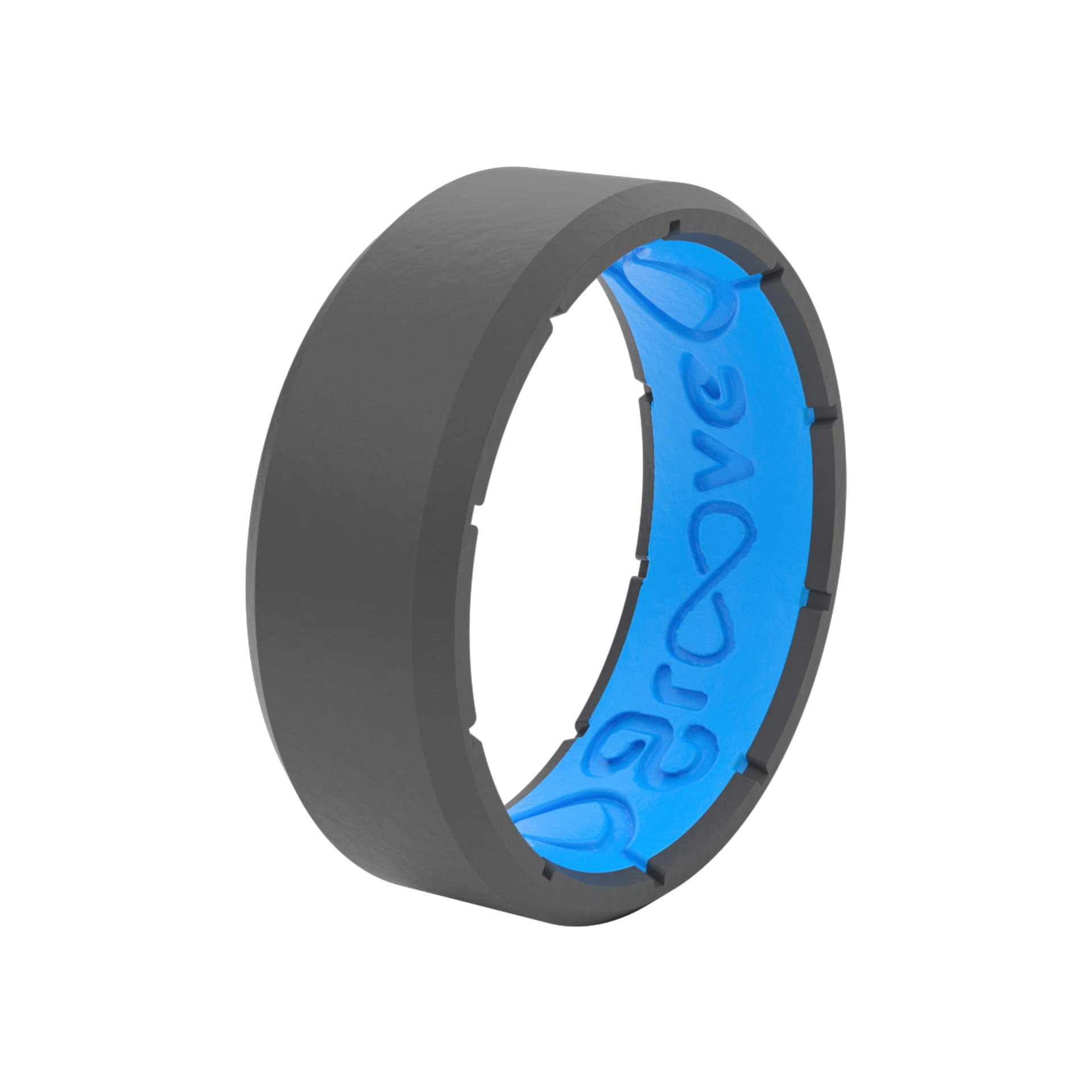 Groove Life Edge Deep Stone/Blue Silicone Ring - Breathable Rubber Wedding Rings for Men, Lifetime Coverage, Unique Design, Comfort Fit Ring - Size 11