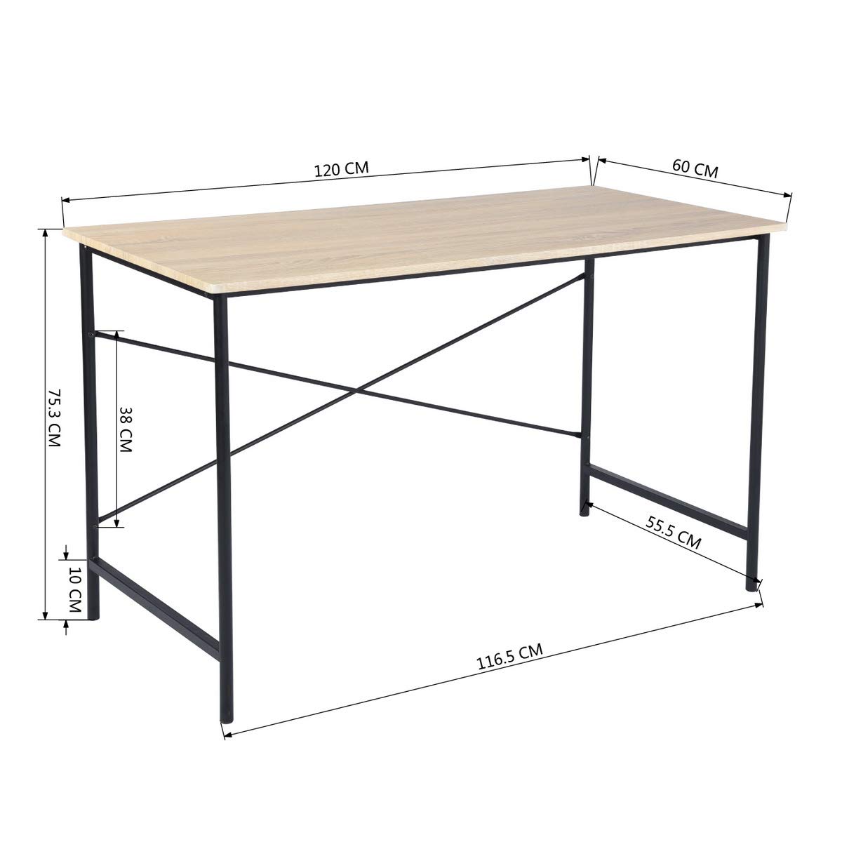 FURNITURE-R France Computer Desk Home Office Table Workstation Writing Table Oak
