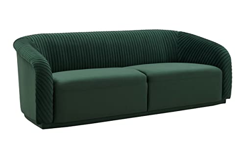TOV Furniture Yara 31.3" H Velvet Upholstered Sofa in Pleated Forest Green