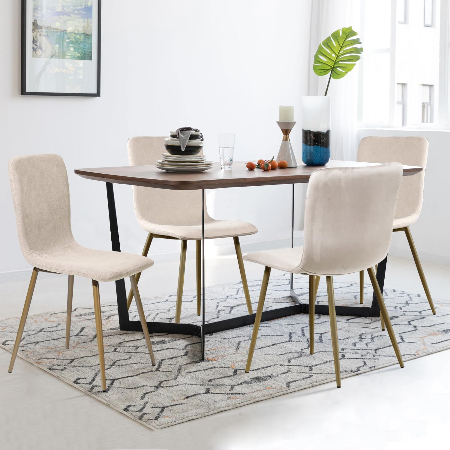FurnitureR Dining Chairs Set of 2 Comfy Side Seating with Fabric Cushion PU Back and Sturdy Oak Legs for Kitchen Living Waiting Room, Grey