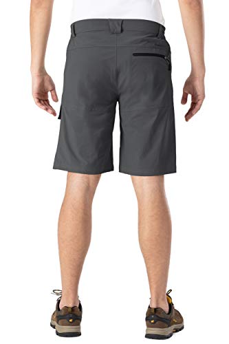 Gopune Men's Lightweight Quick Dry Shorts Workout Running Gym Cargo Shorts (Deep Grey,38)