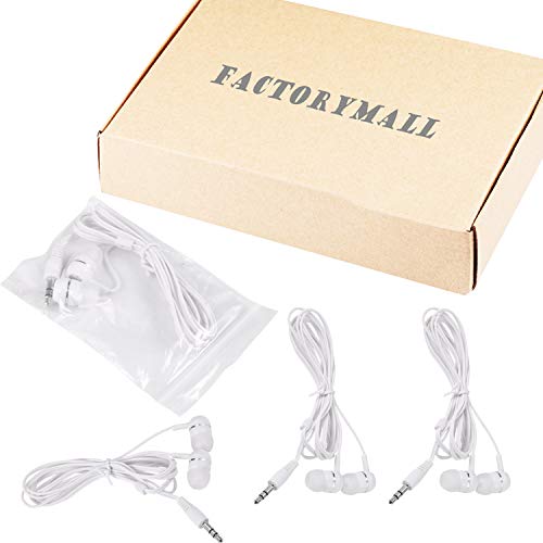 Yoley Bulk Earbuds Headphones 50 Pack for School Classroom Kids, Wholesale Durable Wired Earphones Class Set to Students Teens and Adult (White)
