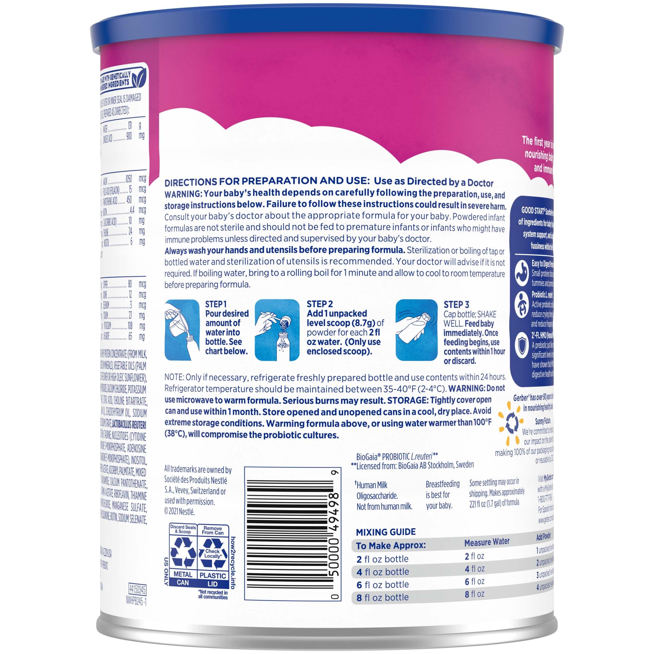 Gerber Good Start Baby Formula Powder, SoothePro Comforting Probiotics, Stage 1, 30.6 Ounce