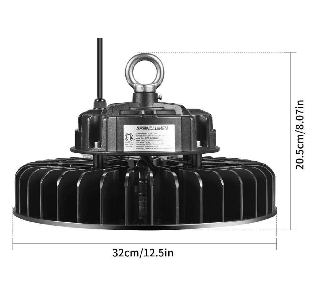 GRANDLUMEN 240W UFO LED High Bay Light, ETL Certified, 5000K Daylight White, LED Warehouse Lighting