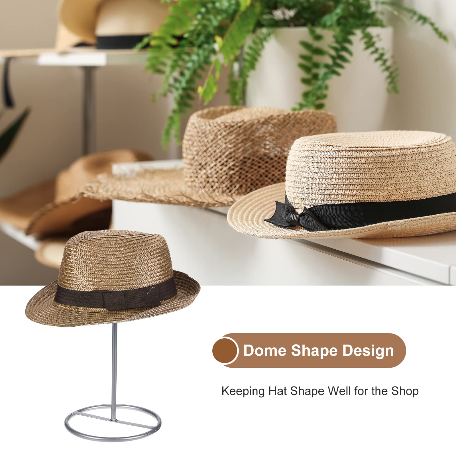 uxcell Metal Hat Display Stand 2 Pack Tabletop Hat and Wig Rack Holder Freestanding for Baseball Cap, Fedora Hat, Cowboy Hat - Silver, 12 Inch