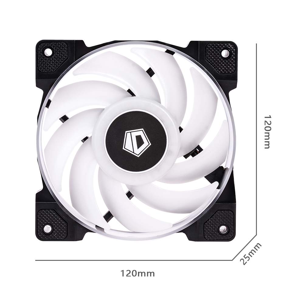 ID-COOLING DF-12025-ARGB Trio PC Case Fan 120mm CPU Cooling Fan Addressable RGB Case Fan 5V ARGB MB Aura Sync PWM Fan for CPU Cooler/Raidator/PC Chassis(Remote Control Included)