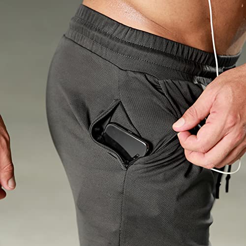 Hotfiary Men's 2 in 1 Running Pants Quick Dry Gym Workout Shorts Athletic Compression Pants Sweatpants for Men with Pockets