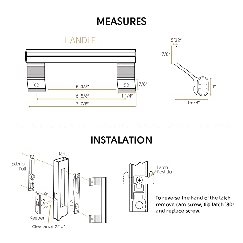 T-HAKEN Sliding Door Handle Pull – New Update Sliding Glass Door Pull Handle 6-5/8" for Old or Damage Patio Door - Easily –for Right- or Left-(Silver)
