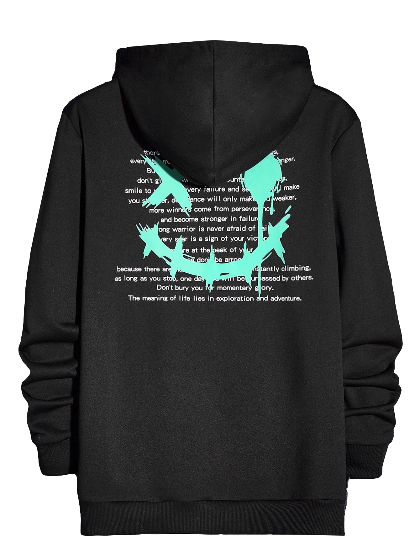 GORGLITTER Men's Bear Print Graphic Hoodies Long Sleeve Drawstring Hooded Sweatshirt Pullover Tops Black Large